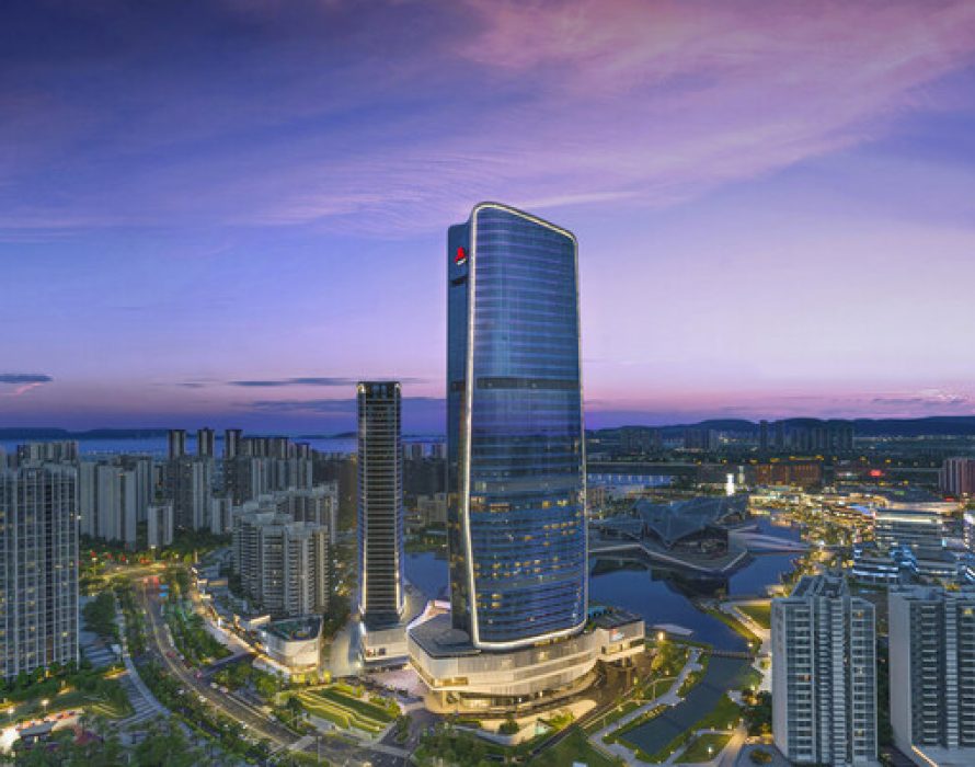 Marriott hotel dock in Jinwan District of Zhuhai city, celebrating a ...